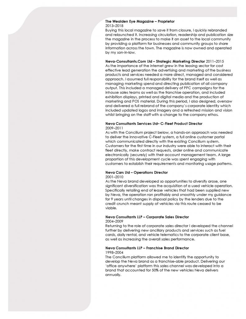 Working Life – Curriculum Vitae | Nicholas Collinson